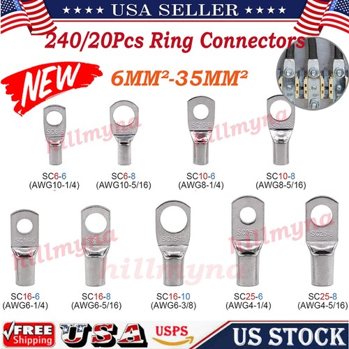 280pcs Copper Wire Lugs Battery Cable Ends Terminal Connectors ...