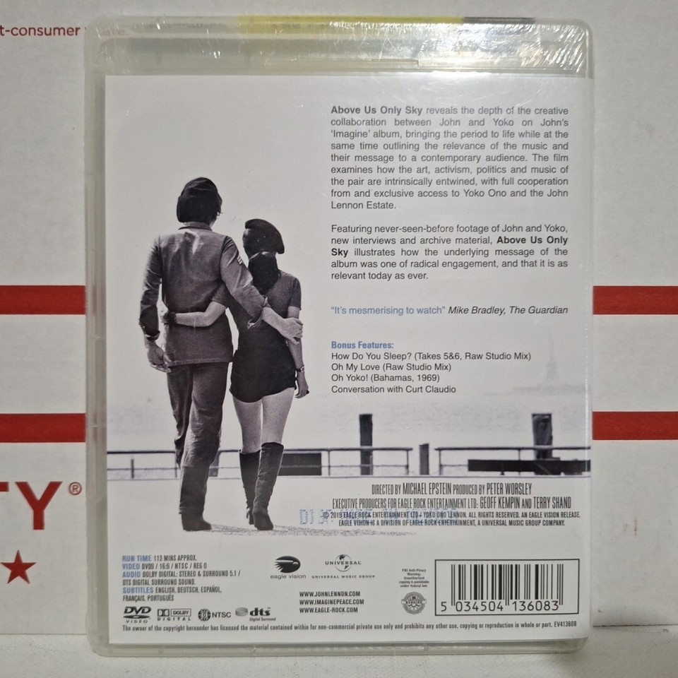 John & Yoko Above US Only Sky DVD Lennon George Harrison Paul McCartney ...