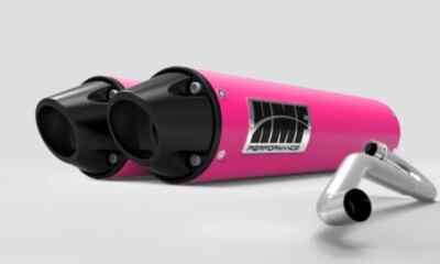 HMF Can-Am Maverick Turbo Dual 3/4 Exhaust System Euro Black/Pink | eBay