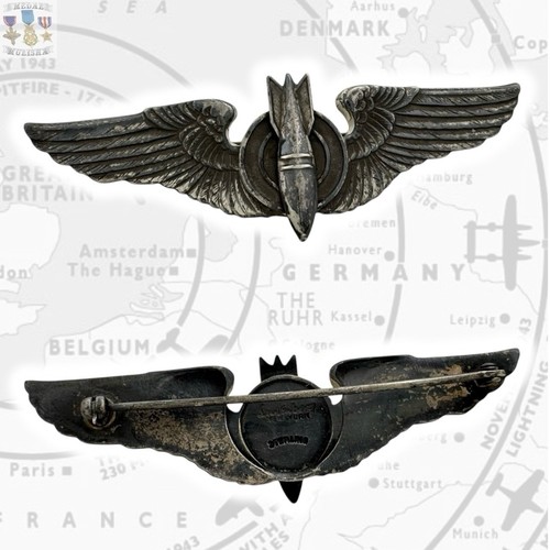1ST PATTERN LUXENBERG WW2ARMY AIR CORPS BOMBARDIER WINGS BADGE STERLING ...