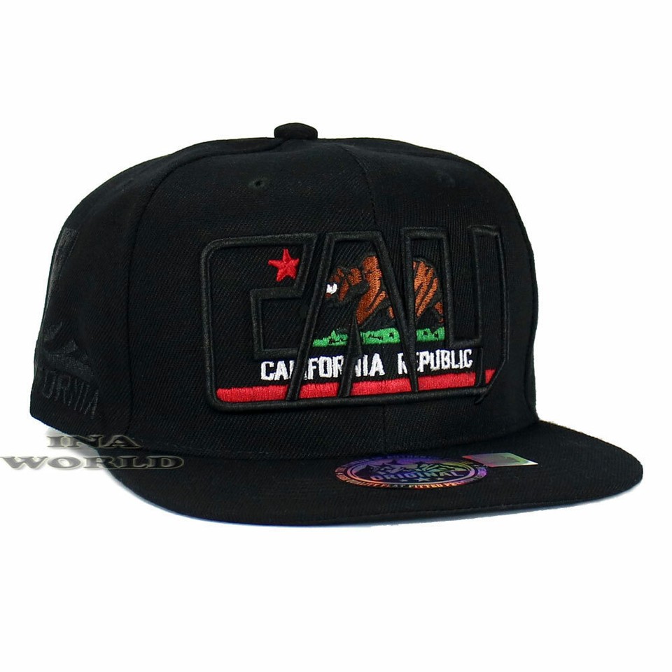 California Republic Hat Cap CALI Classic Bear Snapback Flat Bill ...