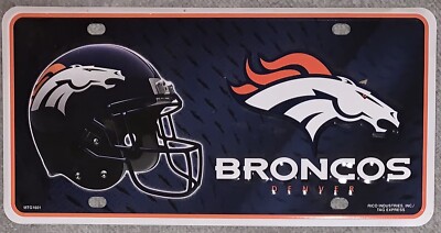 Denver Broncos Helmet/Logo Metal License Plate, NEW | eBay