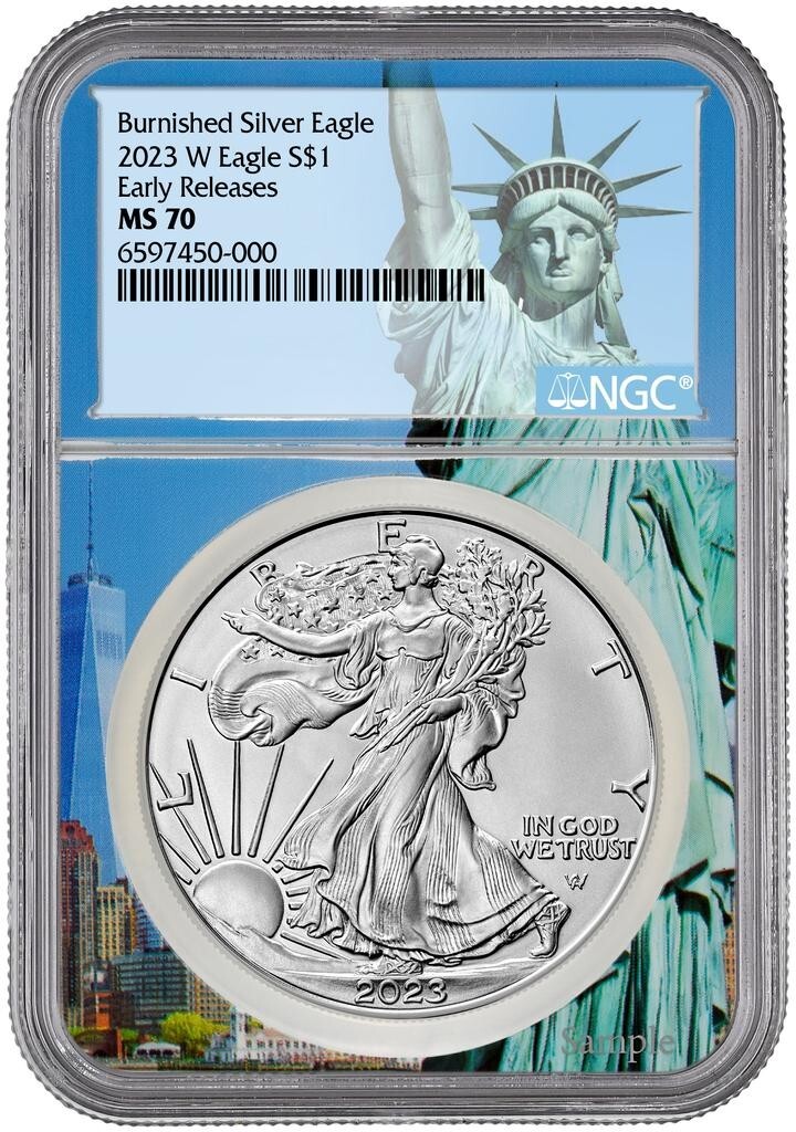 2023 W Burnished Silver Eagle NGC MS70 - ER Statue Of Liberty Core ...