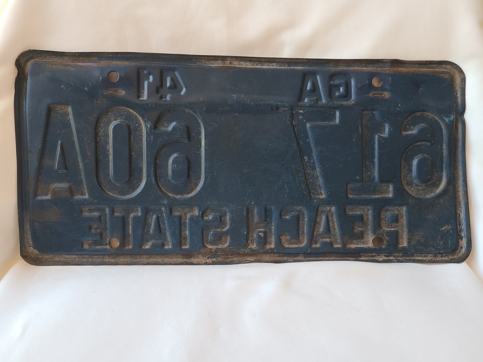Vintage 1941 Georgia Peach State License Plate Very Large Long 10223 | eBay
