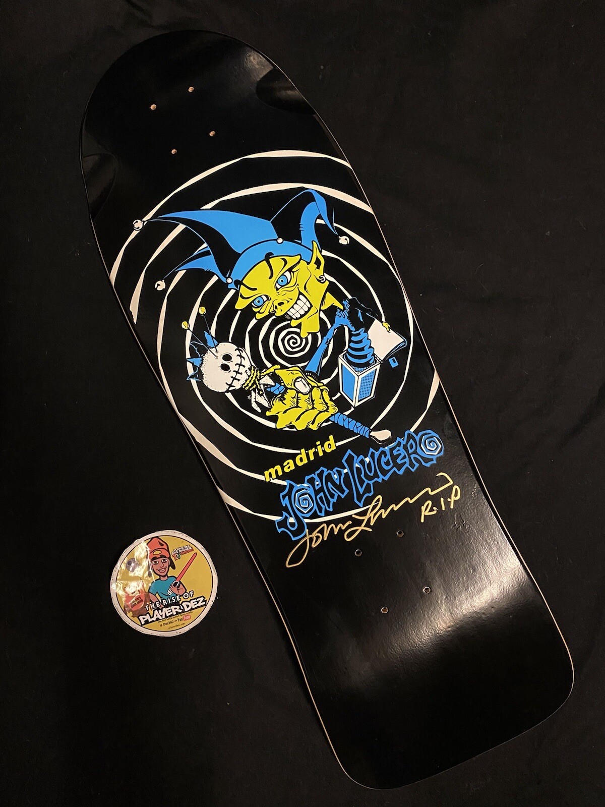 RARE SIGNED John Lucero Madrid Jester Skateboard Deck Glow In Dark ...