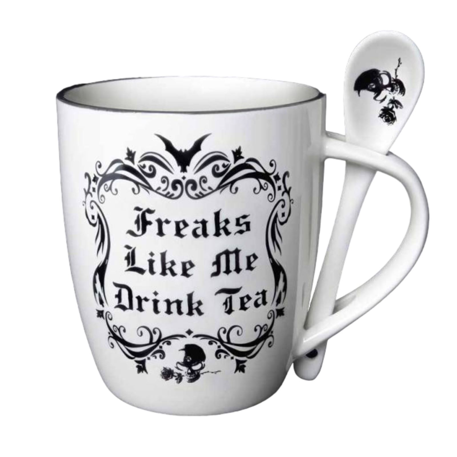 Alchemy Mug Set With Spoon Freaks Like Me Drink Tea Bone China Gothic ...