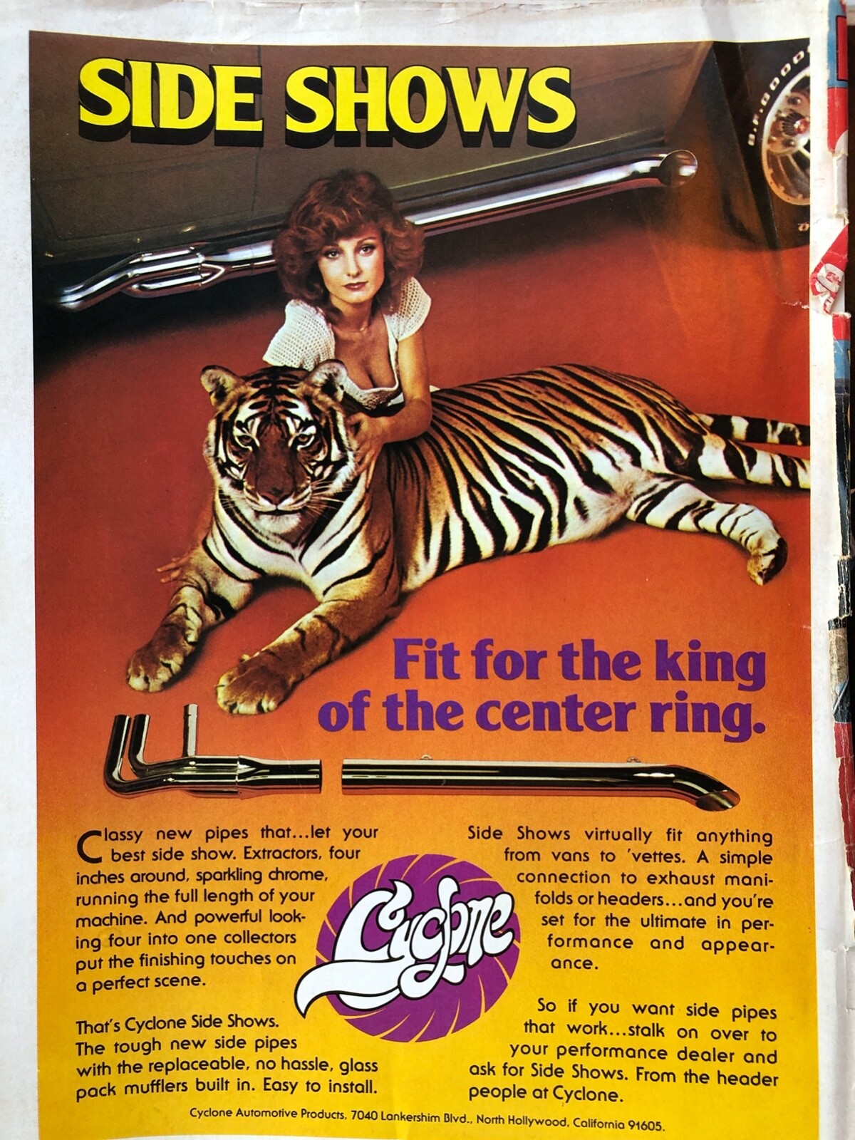 Vintage 1977 Sexy auto parts Cyclone exhaust original color ad | eBay