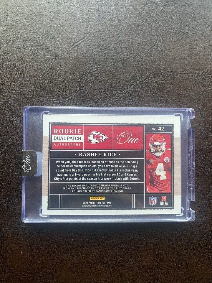 2023 Panini One #42 Rashee Rice Rookie Patch Auto RPA Red /25 Kansas ...