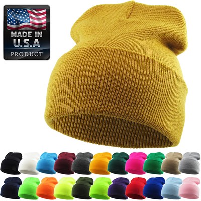 Made in USA - Thick Beanie Skull Cap Winter Cuffed Ski Knit Hat | eBay