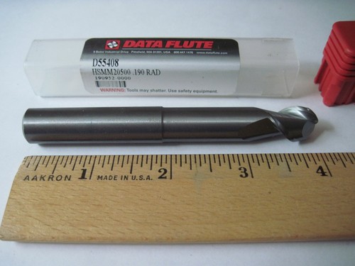 Data Flute HSMM20500 Carbide Radius End Mill 1/2" x 5/8" x 4" .190R 2FL D55408 | eBay