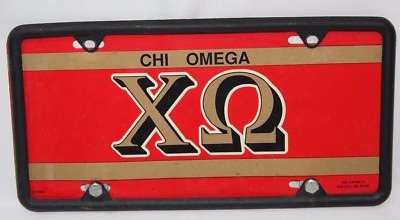Chi Omega Sorority License Plate with Frame - Auto College | eBay