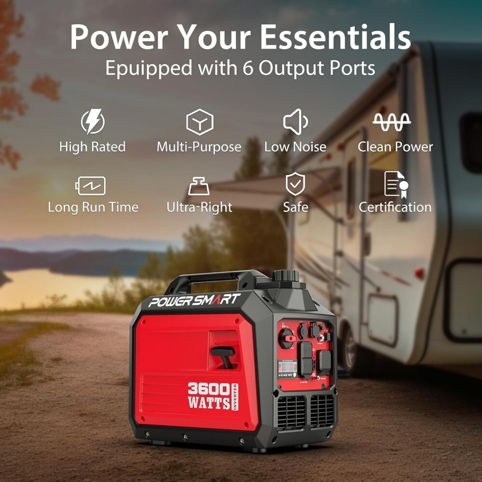 PowerSmart 3600-Watt Portable Inverter Generator Gas Powered,Generators ...