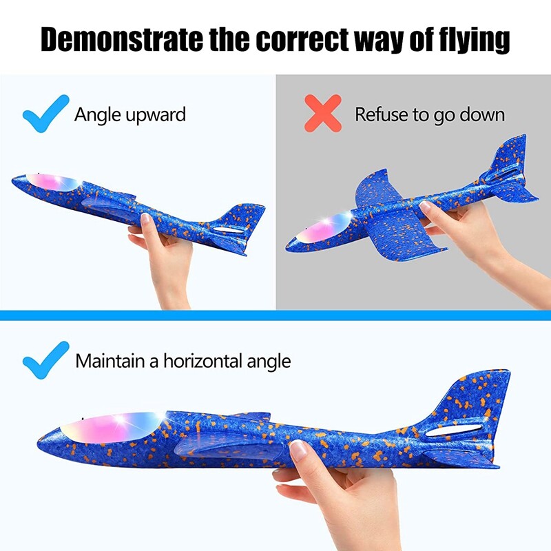 2Pack LED Light Airplane Toys Throwing Foam Plane Flashing Luminous ...