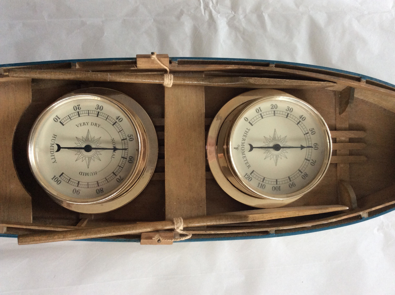 Springfield NJ Row Boat Barometer Weather Station Wooden Nautical ...