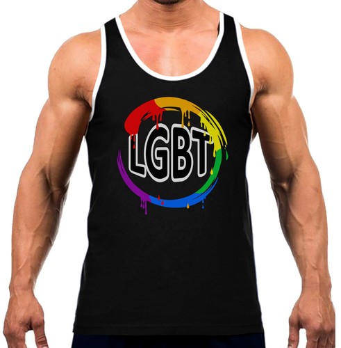 Men's LGBT Dripping Circle KT T11 Black Tank Top WT Lesbian Gay Love ...