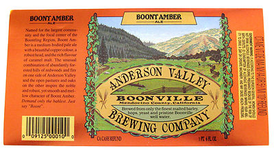 Anderson Valley Brewing BOONT AMBER large beer label CA 22oz - Copper ...