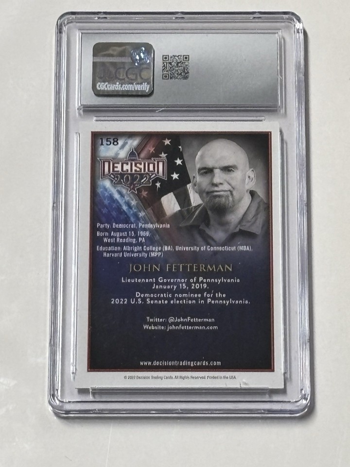 2023 Decision Trading Cards US Congress Senator John Fetterman Graded 9 ...