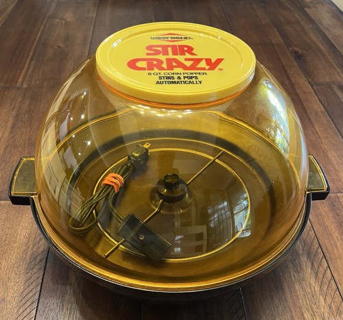 Vintage West Bend STIR CRAZY 6 Quart Electric Dome Popcorn Corn Popper ...