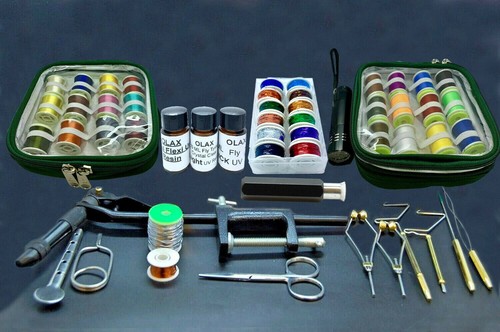 Goliath Fly Tying Tools, Materials Kit with Tinsel, Floss, Thread, Glue ...