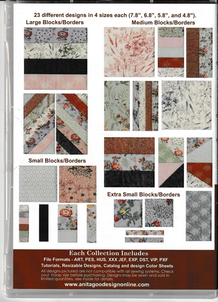 Anita Goodesign Quilting Borders Bonus Pack Mix & Match Embroidery CD ...