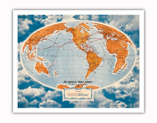 World Route Map - Vintage Pan American Travel Poster Richard Edes ...