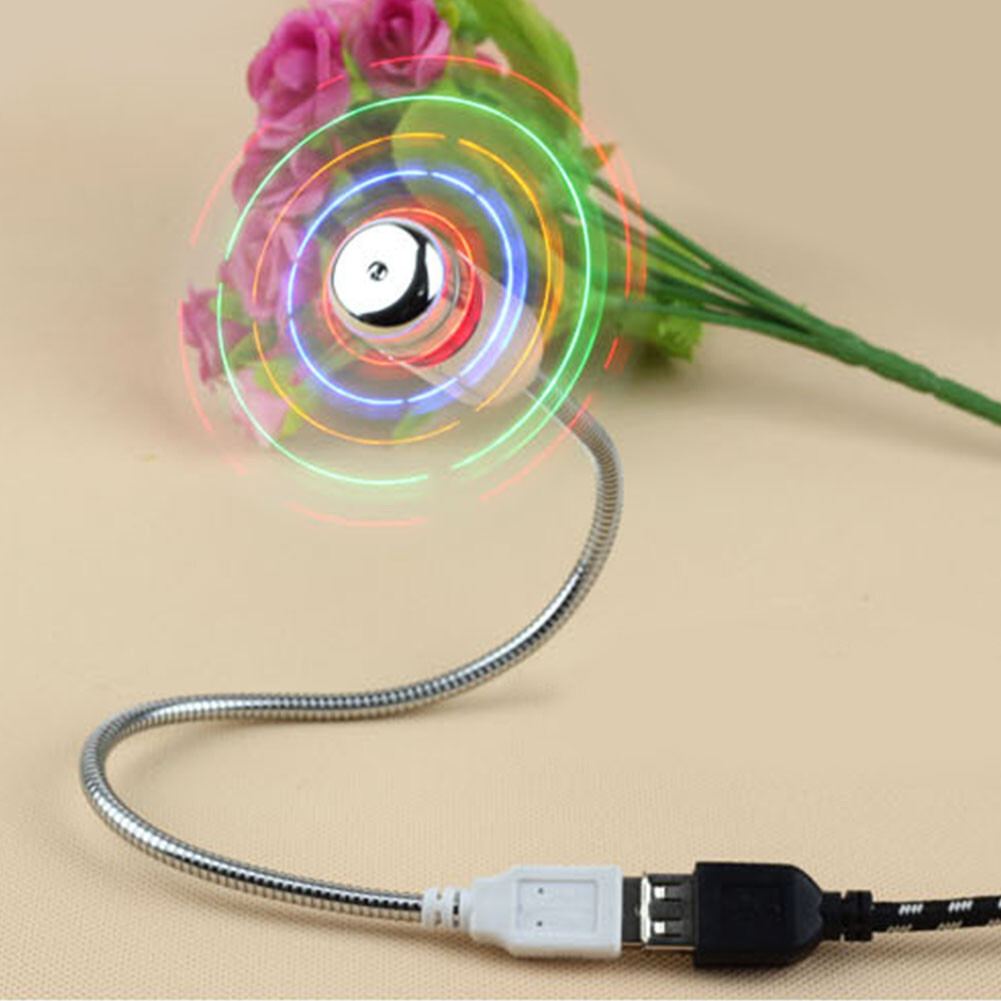 Cool Office Gadget USB LED Flexible Mini Fan Light For Laptop Notebook ...