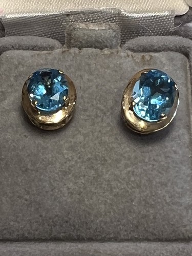 Marked 14K Mexico Pierced Earrings Oval Blue Spinel PRETTY | eBay UK