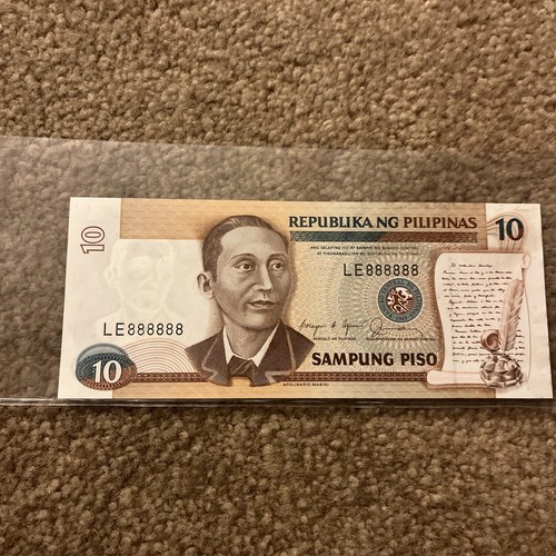 Republic Of Philippines 10 Pesos LE888888 Serial Number Sampung Piso | eBay