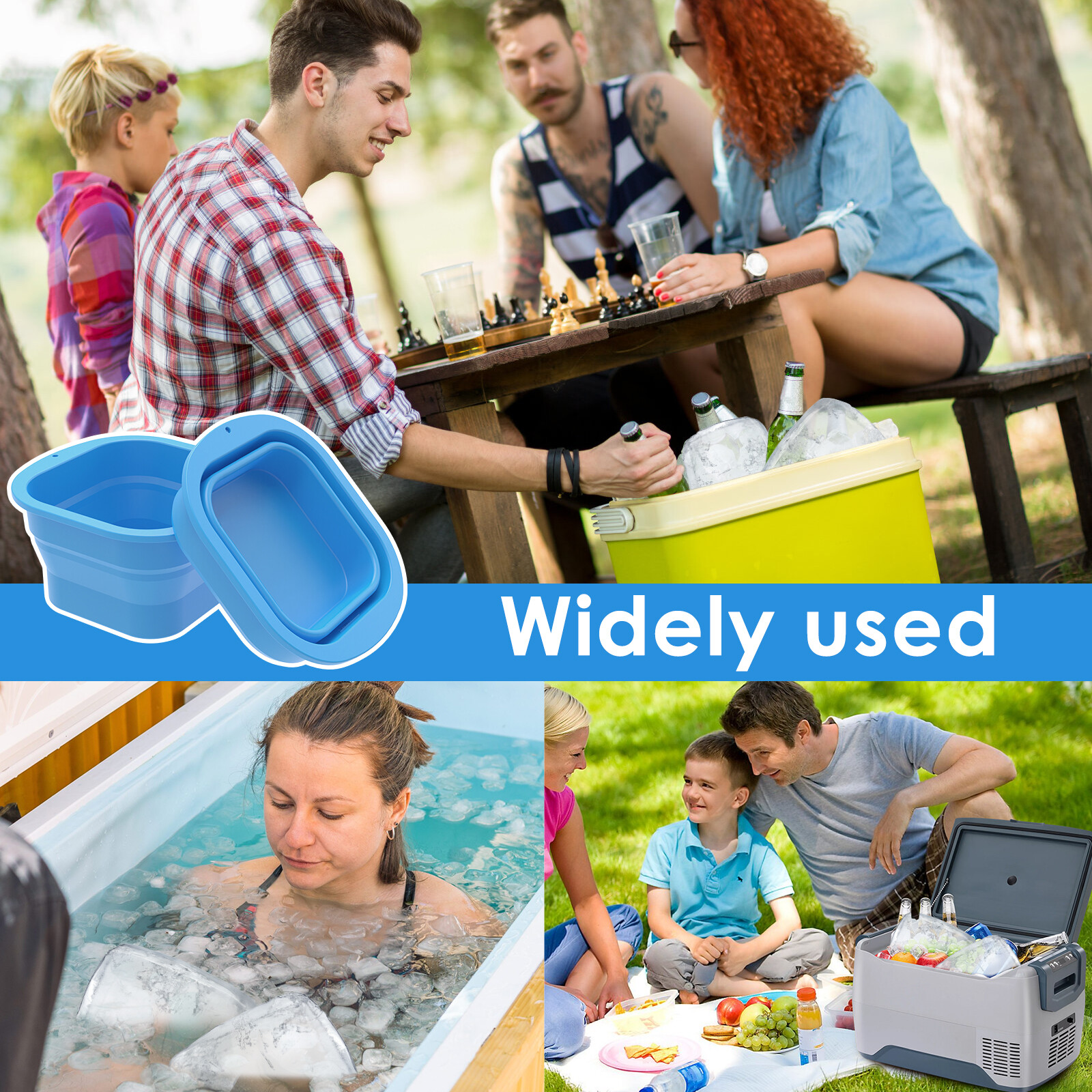 2 Pack Ice Block Mold 4-6lbs Extra Large Ice Cube Molds Foldable Large ...