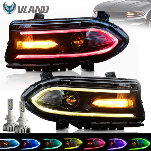 VLAND RGB Headlights w/ LED Multicolor DRL&Bulbs For Dodge Charger 2015 ...
