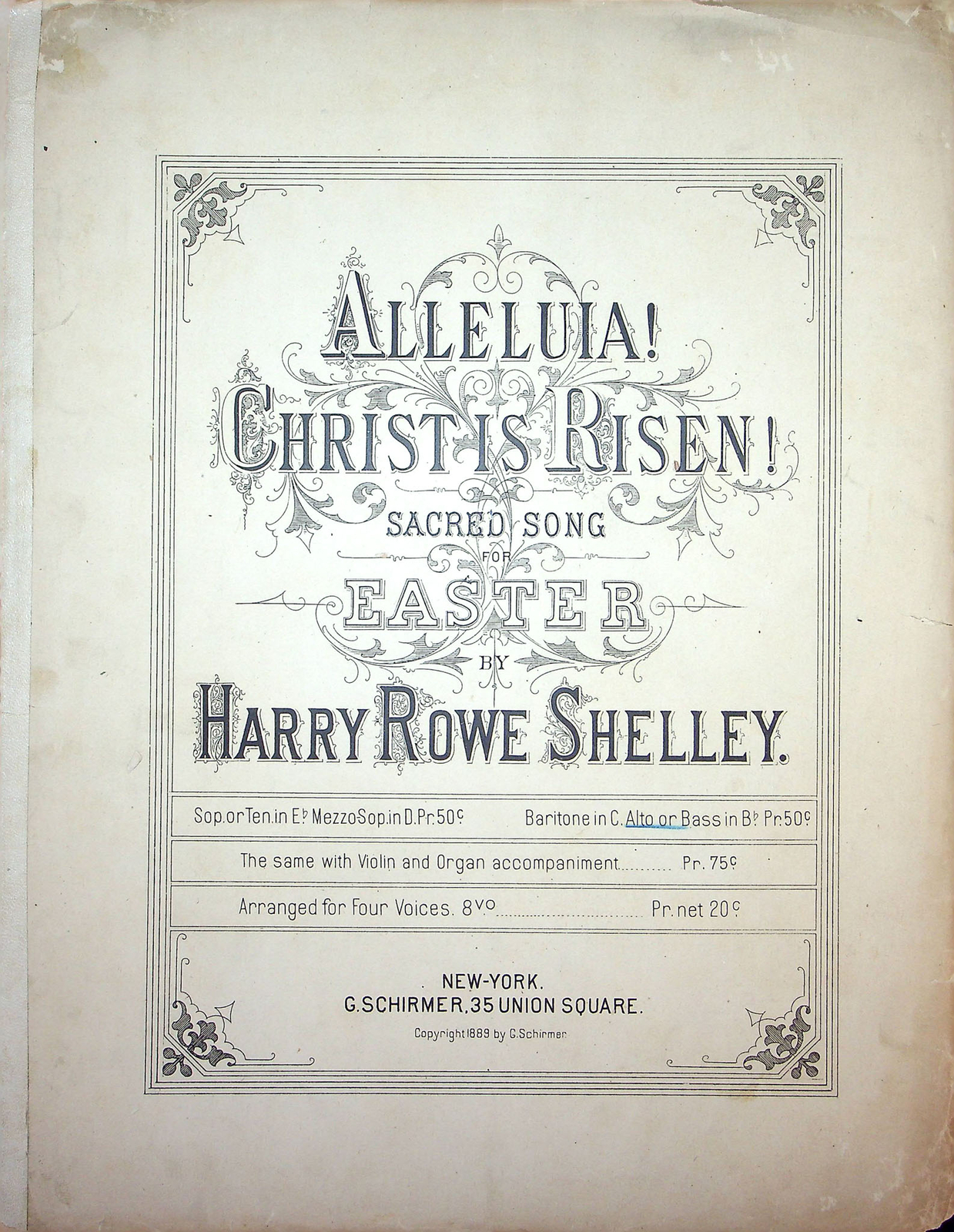 1889 Alleluia Christ Is Risen Sheet Music Large Easter Song Harry R ...