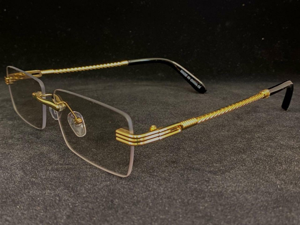 Men's Classy Elegant Clear Lens Slight Tint SUN GLASSES Rimless Gold ...