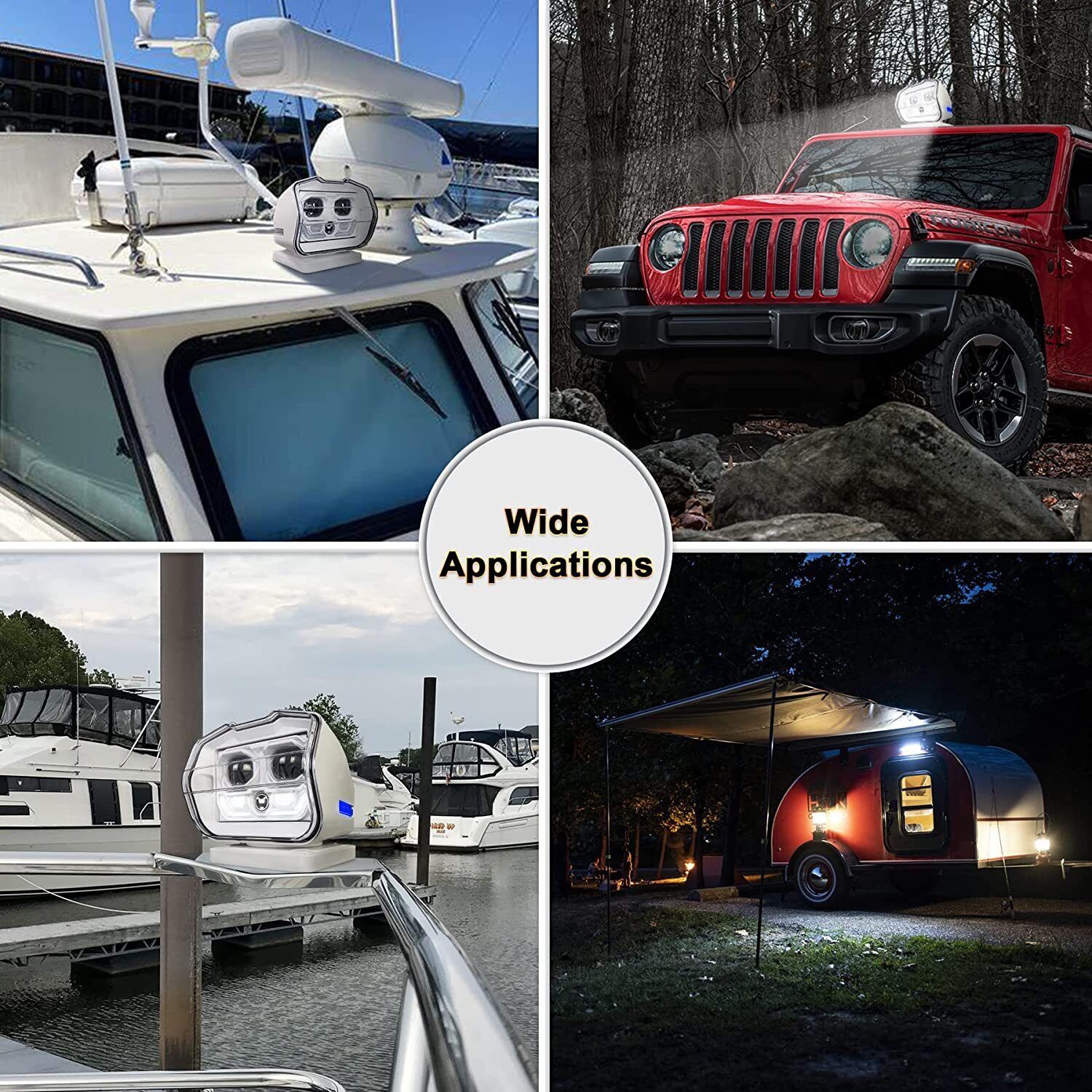 For Boats&Truck Off Road 360° Portable Marine Searchlight Wireless LED ...