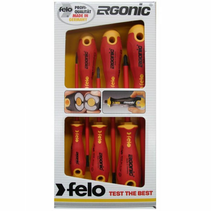 Felo ERGONIC VDE 1000V SCREWDRIVER SET 6Pcs Phillips & Flat *German ...