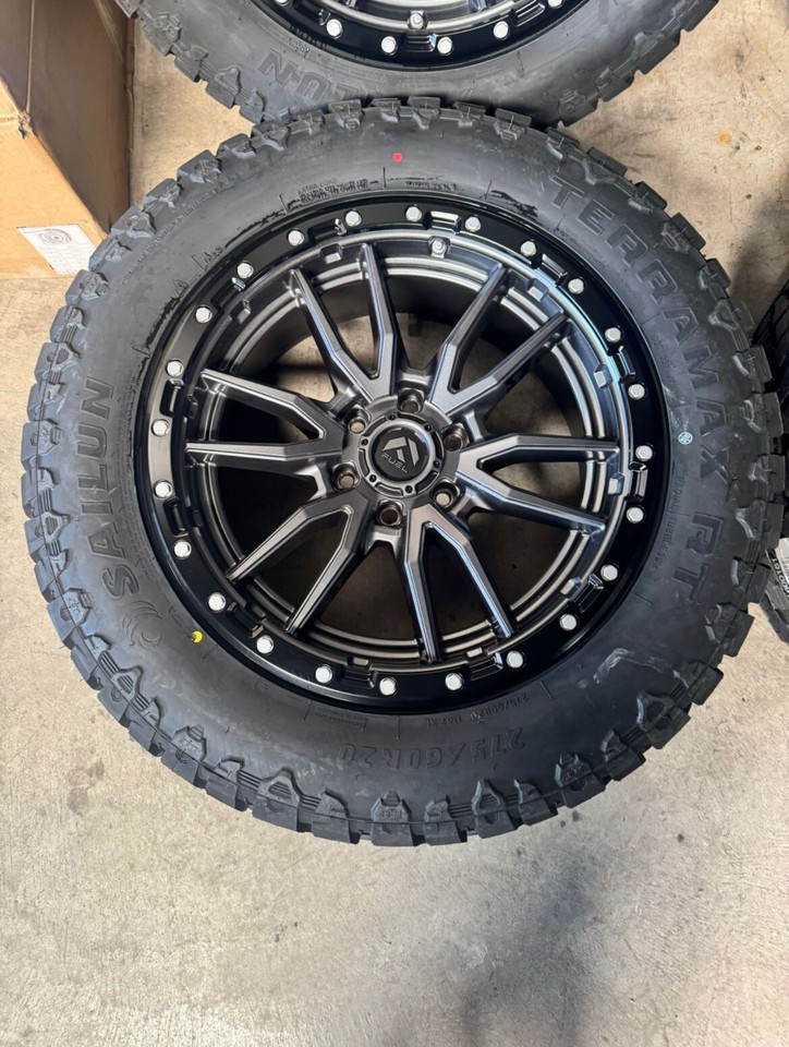 20x9 FUEL REBEL GUNMETAL WHEELS RIMS 33" RT TIRES FORD F150 EXPEDITION ...