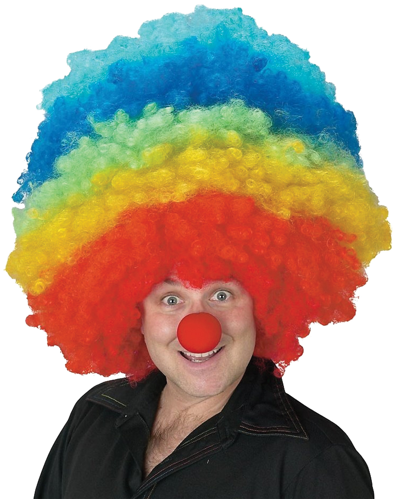 Clown Mega Rainbow Adults Funny Curly Wig Halloween Dress Up Funworld ...