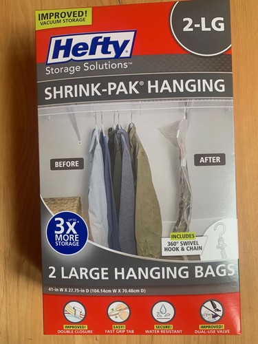 Hefty HFTPDQ-7083463-3 2 Pack Large Shrink-Pak Hanging Garment Storage ...