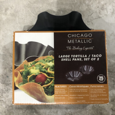 Chicago Metallic 2 Baked Tortilla Taco Shell Pans Non-Stick Dishwasher ...