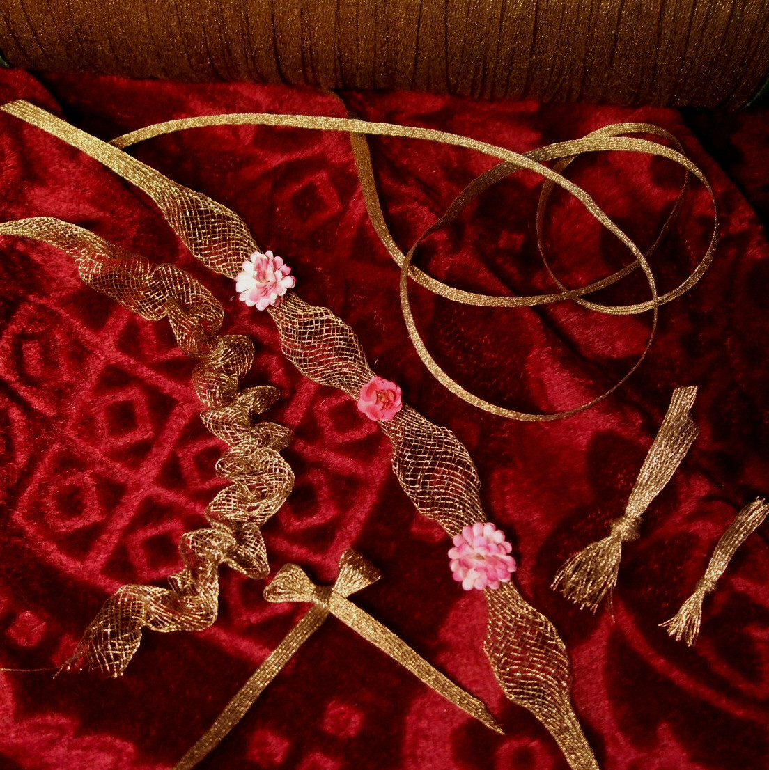 Antique French Gold METAL Mesh Trim tape for rococo ruching ribbon work ...