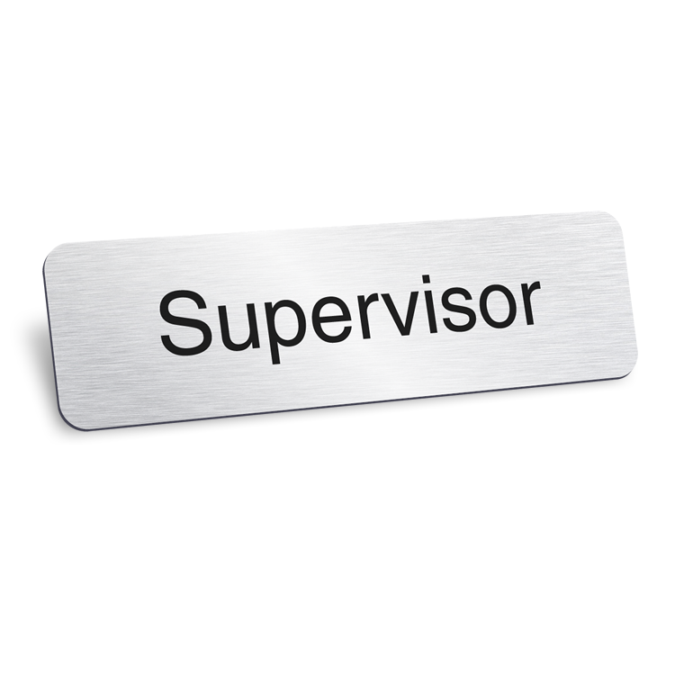 Supervisor Badges - Silver Aluminium - Pin Fitting - 70 x 20mm (Pack of ...