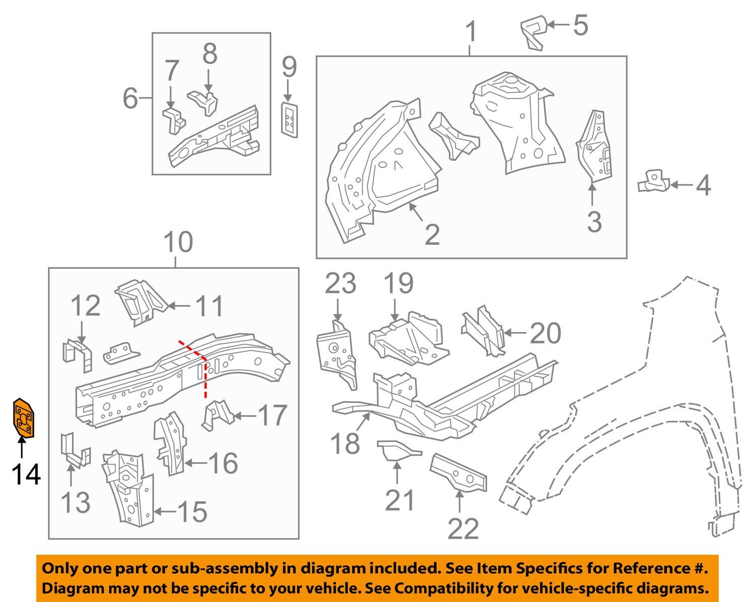 NEW OE GM Front Left Frame Rail End 84405765 GMC Acadia 17-19 Cadillac ...