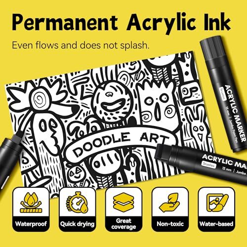 3 Jumbo Permanent Markers 15mm Thick Wide Tip, Large Acrylic Paint ...