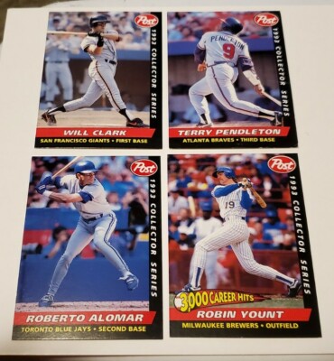 1993 Post Collector Series #2 Clark, 17 Pendleton, 22 Alomar, 30 Yount ...