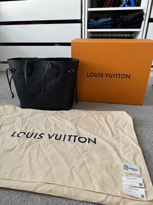 Louis Vuitton Neverfull MM Black Monogram Empreinte Leather | eBay