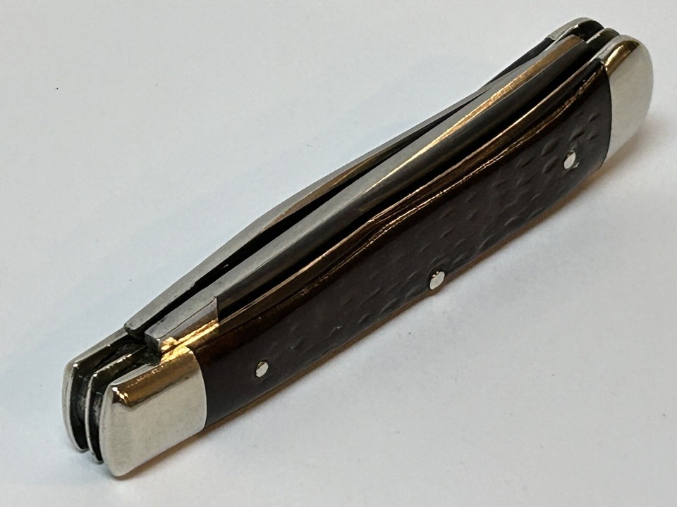 VINTAGE CASE XX PAC MAN TANG STAMP BROWN TRUE POCKET WORN KNIFE TRAPPER ...