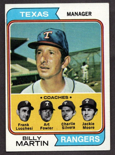 1974 Topps #379 Billy Martin Texas Rangers Manager with Coaches EX | eBay