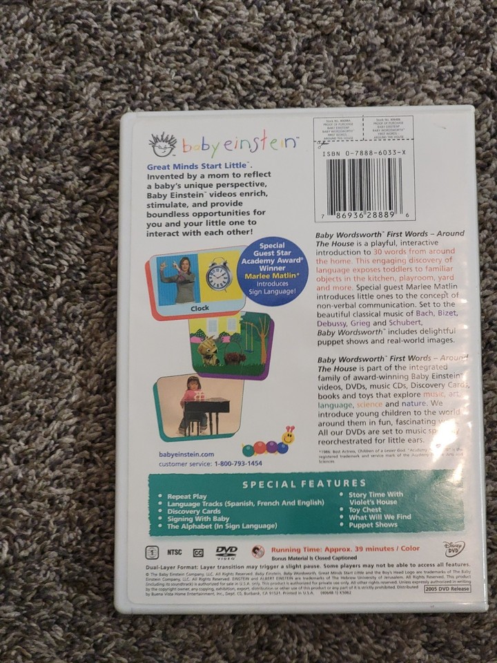 Baby Einstein Baby Wordsworth First Words Around the House DVD 2005 | eBay