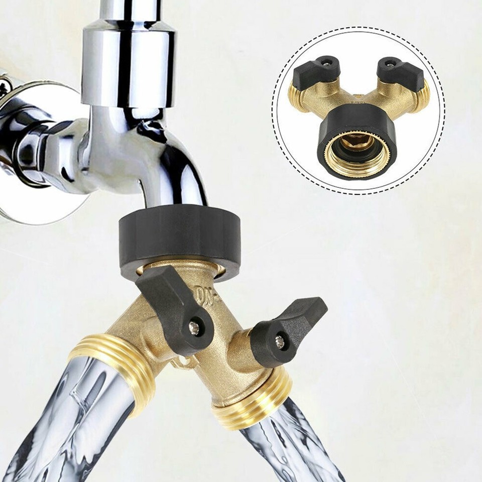 Tap Adaptor Y Splitter Y-distributor 2 Way Hose Connector Washing ...