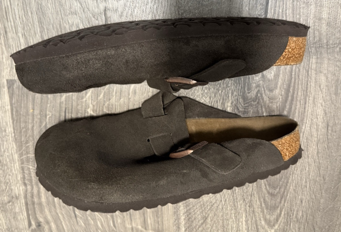 Birkenstock Boston Mocha Suede Leather Casual Comfort Clogs 41 Mens | eBay