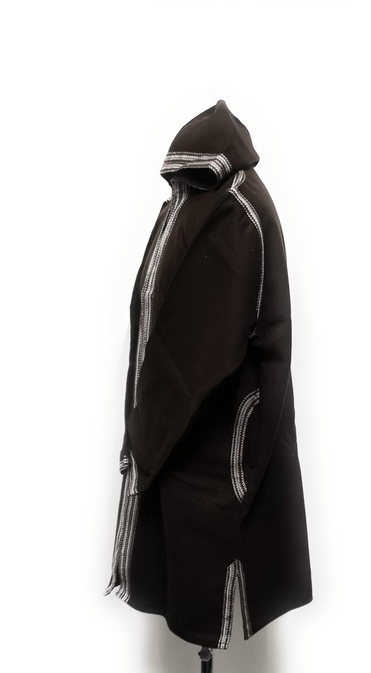 Men Moroccan winter Wool Blend Baja Jerga Jacket Hoodie Festival Hippy ...